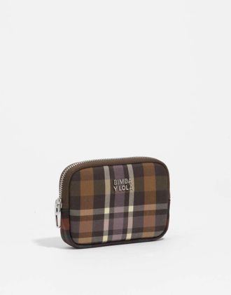 Bimba & Lola M&uuml;nzb&ouml;rse mit Tartan-Beschichtung in Hunter Green-Braun