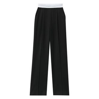Alexander Wang Logo Elastische Plissierte High-Waist-Hose - - Trousers - Damen - Schwarzk - M
