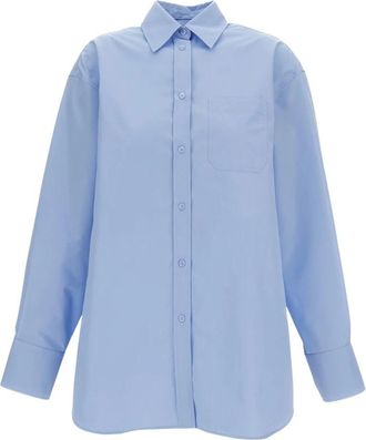 Sportmax Femme, Blouses et Chemises, Bleu, Taille: 36 FR Long Cotton-Blend Shirt