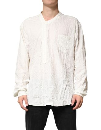 Dolce & Gabbana White Cotton Men Long Sleeves Shirt