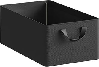Woltu Boîte de Rangement Pliable, Panier de Rangement en Tissu Non-Tissé, avec Poignées, pour Vêtements et Jouets, Noir, 47x28x20 cm