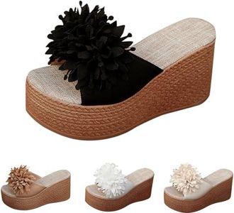 Generic Sandales compens&eacute;es &agrave; plateforme pour femme - Bout ouvert - R&eacute;tro - Antid&eacute;rapantes - Confortable - Coussin &eacute;pais - R&eacute;duit le stress sur les pieds, les