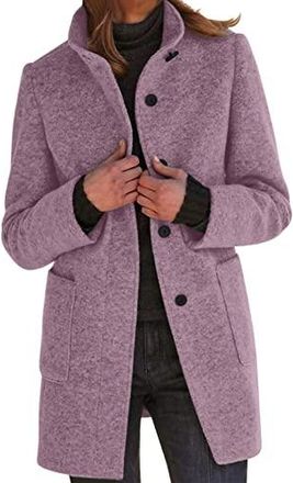 Generic Cocila Femmes Laine Cardigan Manteaux Avec Poches Dames Longue Veste Manteau Solide D&eacute;Contract&eacute; Ouvert Devant V&ecirc;Tements Dext&eacute;Rieur Boutons (Purple Xxl