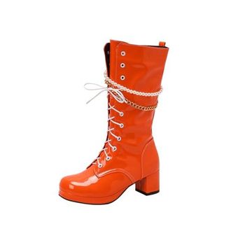 Generic Bottes &agrave; lacets imperm&eacute;ables pour femme - Coupe large - Style d&eacute;contract&eacute; - Couleur bonbon - L&eacute;g&egrave;res - Avec perles - Fermeture &eacute;clair lat&eacute;rale - &Eacute;l&eacute;ga