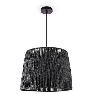 Paco Home Suspension Rotin Table &Agrave; Manger Lampe Suspendue Salle &Agrave; Manger Lampe E27 Papier Boho, Couleur:Noir (&Oslash;35cm), Type de luminaire___Couleur:Lampe &agrave; suspen
