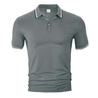 Generic Polo Homme Europe et &Eacute;tats-Unis Mode Manches Courtes Chemise Homme &Eacute;t&eacute; L&acirc;che D&eacute;contract&eacute;e Respirant Revers Tops, gris, XXL