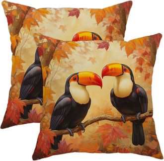 Generic Fall-Tukan Sofakissenbezug Dekorative Dekokissenbezug Weich Dekokissen F&uuml;r Heimdekoration Hotel B&uuml;ro 45X45Cm 2Er Set