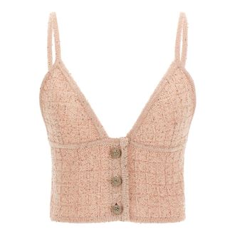 Alessandra Rich Gestricktes Pailletten-Crop-Top - - Tops - Damen - Rosa - S