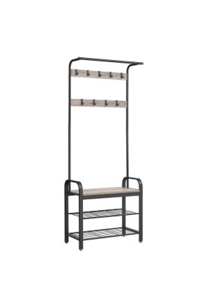 Boxxx Garderobe Vasagle, Grau, Schwarz, Metall, Holzwerkstoff, 72x183x33.7 cm, Garderobe, Garderoben-Sets & Serien, Garderoben-Sets