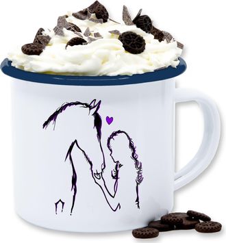 Shirtracer Emaille Tasse Blechtasse - Tassen - Pferd und Reiterin Geschenk Pferde M&auml;dchen I Pferd Geschenk f&uuml;r Pferdeliebhaber I Reiten M&auml;dchen Geschenke f&uuml;r Pfe
