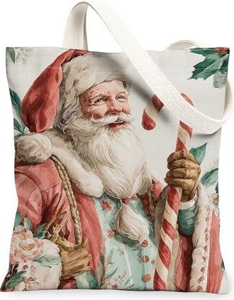 Generic Sacs fourre-tout vintage en toile motif floral de vacances, sacs &agrave; provisions r&eacute;utilisables, l&eacute;gers et lavables avec bandouli&egrave;re en toile, multicolore