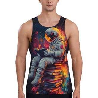 Generic D&eacute;bardeur respirant &agrave; s&eacute;chage rapide sans manches pour homme pour entra&icirc;nement &agrave; la plage S &agrave; 4XL, Astronaute de lecture spatiale 5, 4XL