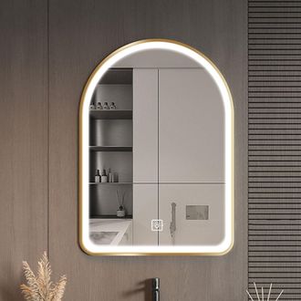 Generic Badezimmer Wandspiegel,Badspiegel Mit Beleuchtung, Spiegel mit LED Licht,Touch Schalter und 3 Farben Dimmbar,f&uuml;r Badezimmer Flur G&auml;ste WC Wand(Gold,40