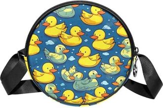 Generic Petit sac &agrave; bandouli&egrave;re circulaire pour femme, petit sac &agrave; bandouli&egrave;re jaune canard, sac &agrave; dos avec fermeture &eacute;clair, bretelles r&eacute;glables, sac &agrave; main 
