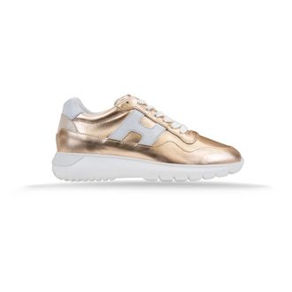 Hogan Laminierte Leder-Sneaker mit Schn&uuml;rung - - Shoes - Damen - Gelb - 35 1/2 EU
