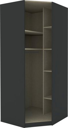Homin Eckschrankkorpus System Unit, Anthrazit, Holzwerkstoff, 6,6 F&auml;cher, 91.1x210x91.1 cm, Schlafzimmer, Kleiderschr&auml;nke, Eckschr&auml;nke