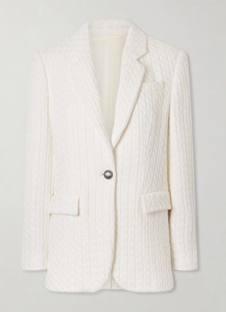 Brunello Cucinelli Cable-knit Cotton Blazer - White