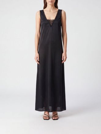 Zadig&Voltaire Robe longue nuisette en satin avec inserts en dentelle et &eacute;paules d&eacute;nud&eacute;es