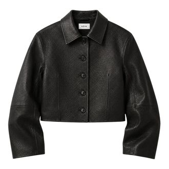 R&oacute;he Abgeschnittene Jacke aus abgerundetem Narbenleder - - Jackets - Damen - Schwarzk - M