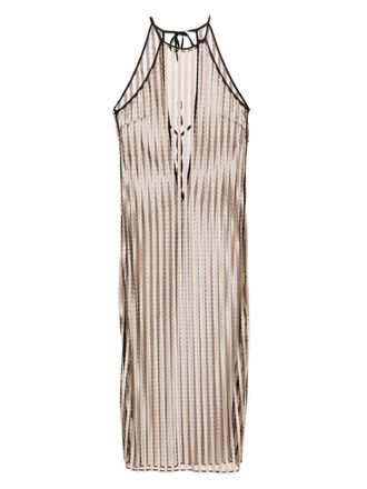 Kiki De Montparnasse robe Rayee à dos nu - Marron