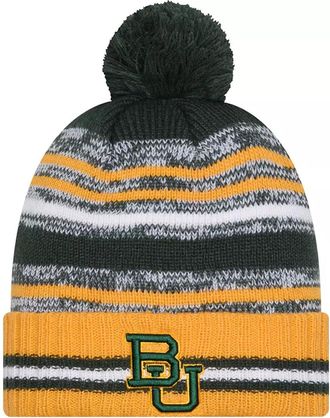 New Era Baylor Bears Onfield Sport Strickm&uuml;tze mit B&uuml;ndchen und Bommel, NCAA Cheer Cuff Strickm&uuml;tze