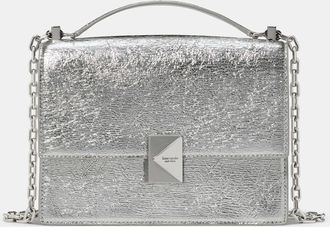 Kate Spade New York Kate Spade Deco Crinkle Metallic Chain Schultertasche f&uuml;r Frauen in Silber | Leder