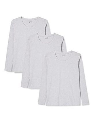 Berydale Berydale Chemise à manches longues et col rond en 100 % coton, Femmes, Gris (lot de 3), 2XL