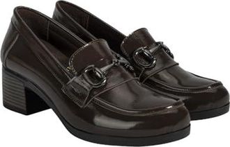 Desa Mocassins pour Femme - Tige en Cuir Verni, Talons carr&eacute;s, faciles &agrave; Enfiler, Respirants | Brun - 38