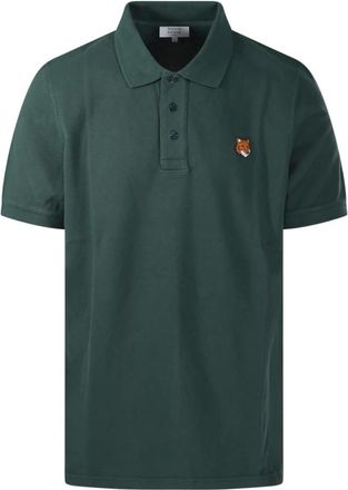 Maison Kitsun&eacute; Homme, Tops, Vert, Taille: 2XL Fox Head Regular Polo