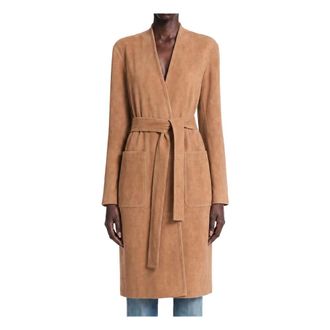 Max Mara Femme, Manteaux, Brun, Taille: 38 FR Manteau Long en Daim