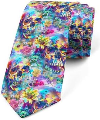 Generic Cravate Jaune Bleu Roses Vert Tendance Tie &Eacute;troit Cravates Homme Pour Remise De Dipl&ocirc;me Affaires Accessoires