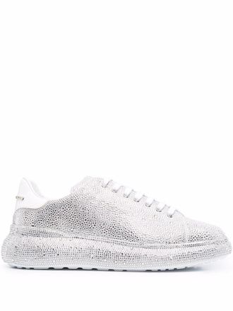 Philipp Plein baskets &agrave; ornements en cristal - Argent