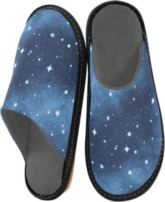 HMZXZ Pantoufles Galaxy Stars Stardust pour homme et femme - Motif étoiles bleues - Chaussons dintérieur - Pour la maison, la chambre à coucher, le voyage, 