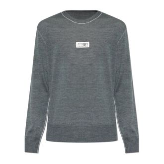 Maison Margiela Wollpullover mit Logo-Patch - - Knitwear - Herren - Grau - M