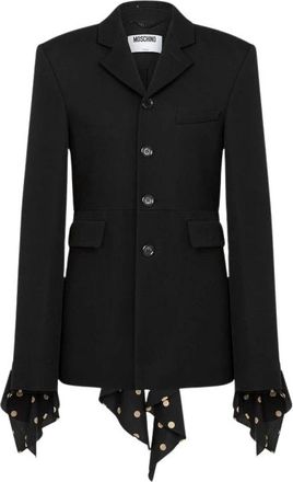Moschino Femme, Vestes, Noir, Taille: 44 FR Veste diagonale en m&eacute;lange de laine &agrave; pois