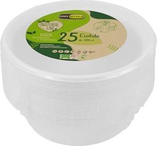 Gi&ograve;Style 25 Schalen 400 ml | Zellstoff | biologisch abbaubar und kompostierbar (Packung mit 6)