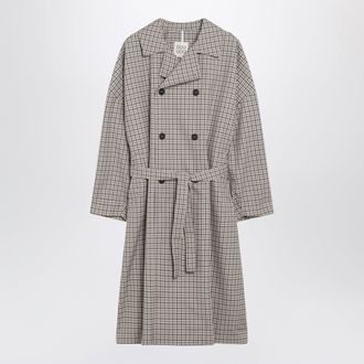 Douuod Doppelreihiger Trenchcoat mit Karomuster