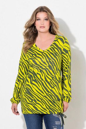 Miamoda T-Shirt T-Shirt Classic Fit Grafikmuster Saum-Bindeband