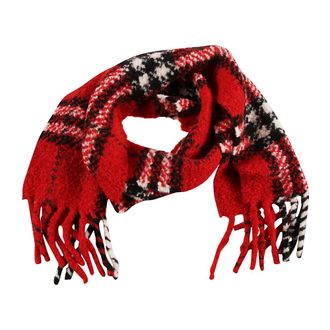 Burberry Femme, Accessoires, Multicolore, Taille: ONE Size Check Alpaca Wool Blend Boucl&eacute; Scarf