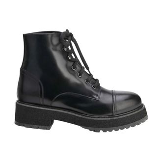 AGL Schwarze Lederstiefeletten mit Schn&uuml;rung - - Shoes - Damen - Schwarzk - 37 EU