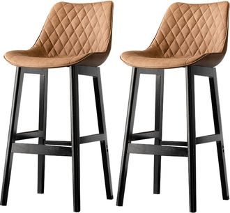 Generic Moderne Barhocker mit R&uuml;ckenlehne - K&uuml;cheninselst&uuml;hle aus PU-Leder, Holzbeine und Fu&szlig;st&uuml;tze, Tresenhocker, Tragkraft 136 kg, ideal f&uuml;r gesellige Abend