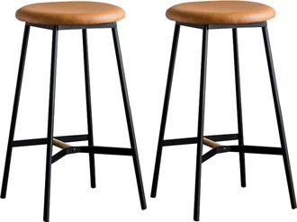 Generic Industrielle Schwarze Barhocker Mit R&uuml;ckenlehne - 2er-Set, 65 cm Sitzh&ouml;he, Eisengestell, 300 Pfund Tragkraft(Yellow-2ps,75cm/29.6in)