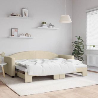 vidaXL Lit de jour avec gigogne sans matelas crème 80x200 cm Vidaxl