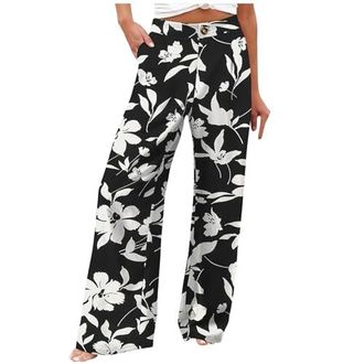 Generic Pantalon Taille Haute Femme &agrave; Rayures, Pantalon Large Grande Taille D&eacute;Contract&eacute; Fluide Pantalons L&eacute;Ger Chic Et &eacute;L&eacute;Gant Long Classique Pas Cher Pants D