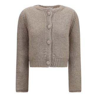 Forte_Forte Gilet en maille &eacute;paisse avec boutons - Femme - Pulls - Brun - Taille: 40 FR
