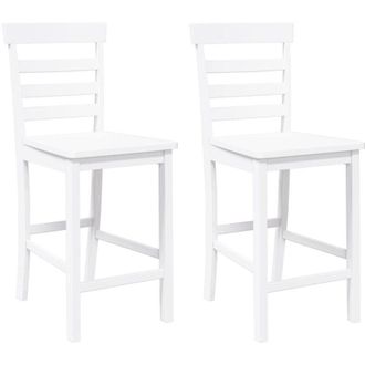 vidaXL Barhocker 2 Stk. Wei&szlig; Massivholz Gummibaum - Vidaxl