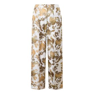 Max Mara Seidenpyjamahose mit Print - - Trousers - Damen - Braun - XS
