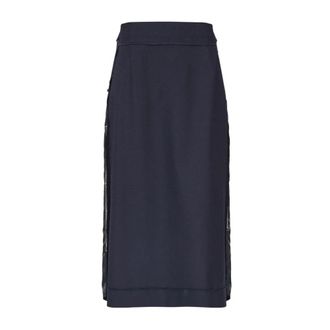 Maison Margiela High-Waisted Side Zip Midi Skirt - - Skirts - Damen - Blau - S