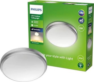 Philips my Garden LED Doris Deckenleuchte Doris, 6W, warmwei&szlig;es Licht 2700K, IP54 Schutzklasse, Nickel