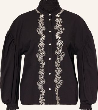 Part Two Bluse Mit Lochspitze Und 3/4-Arm schwarz